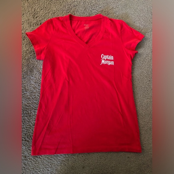 Captain Morgan | Tops | Captain Morgan Red V Neck Womans Tshirt Medium ...